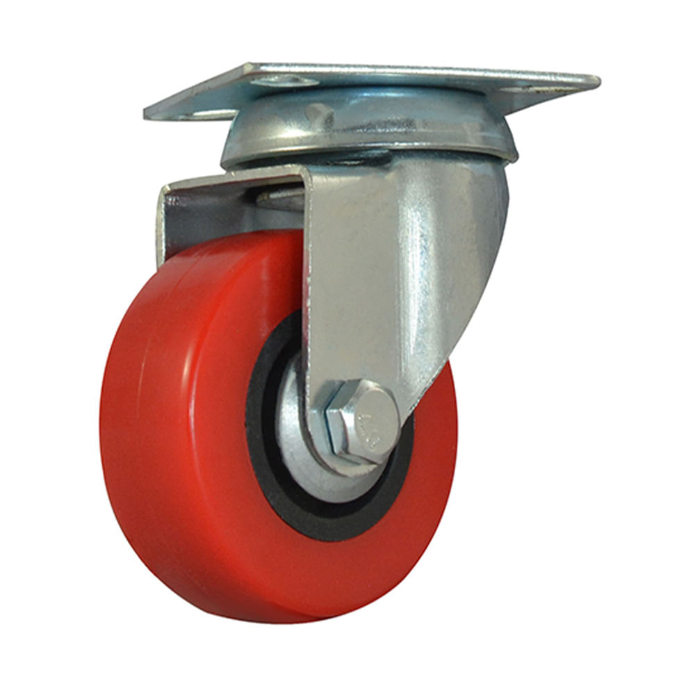 Rodachina R L P giratoria en PVC roja50 mm 2"