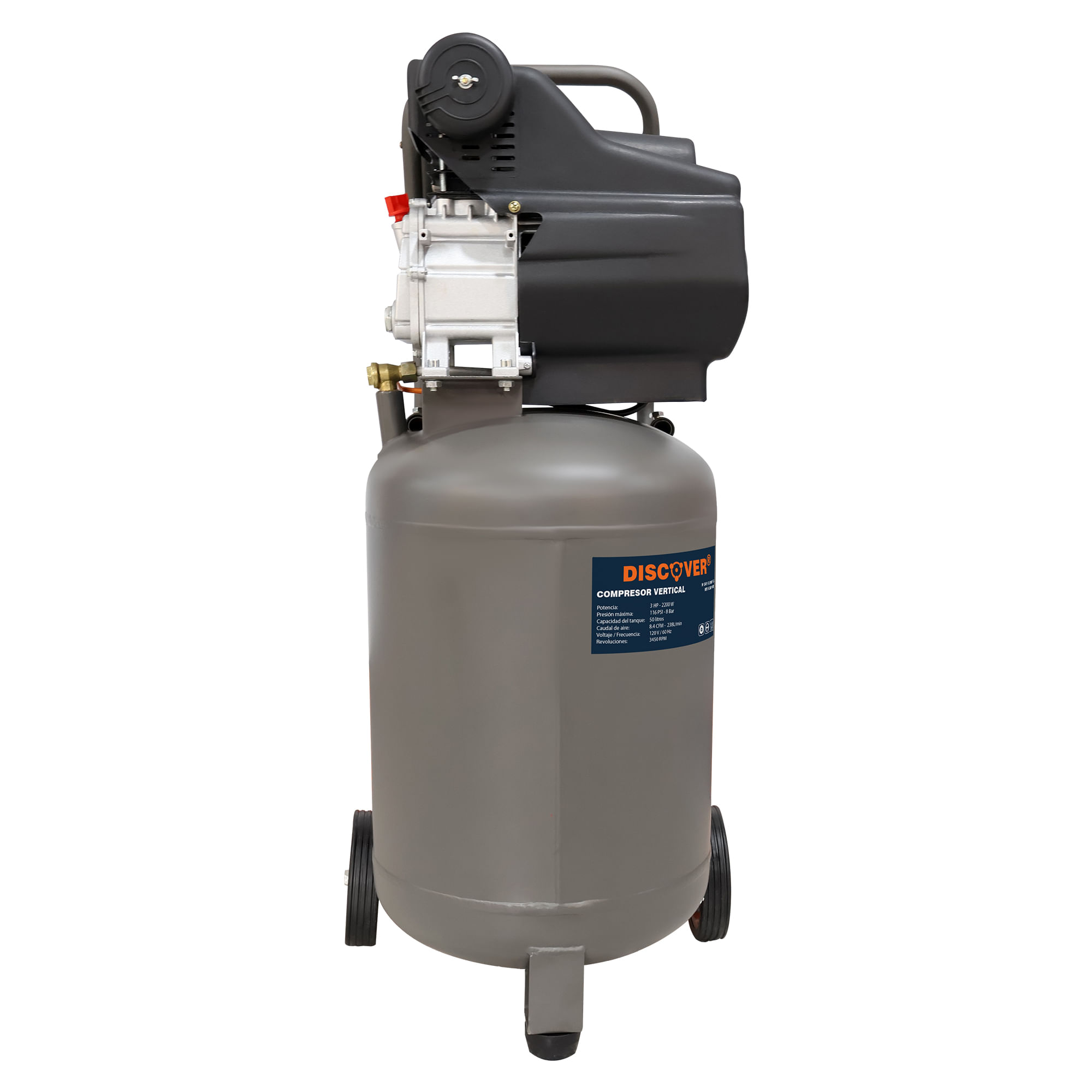 Compresor vertical 3HP 116PSI 50L 8.4CFM DISCOVER