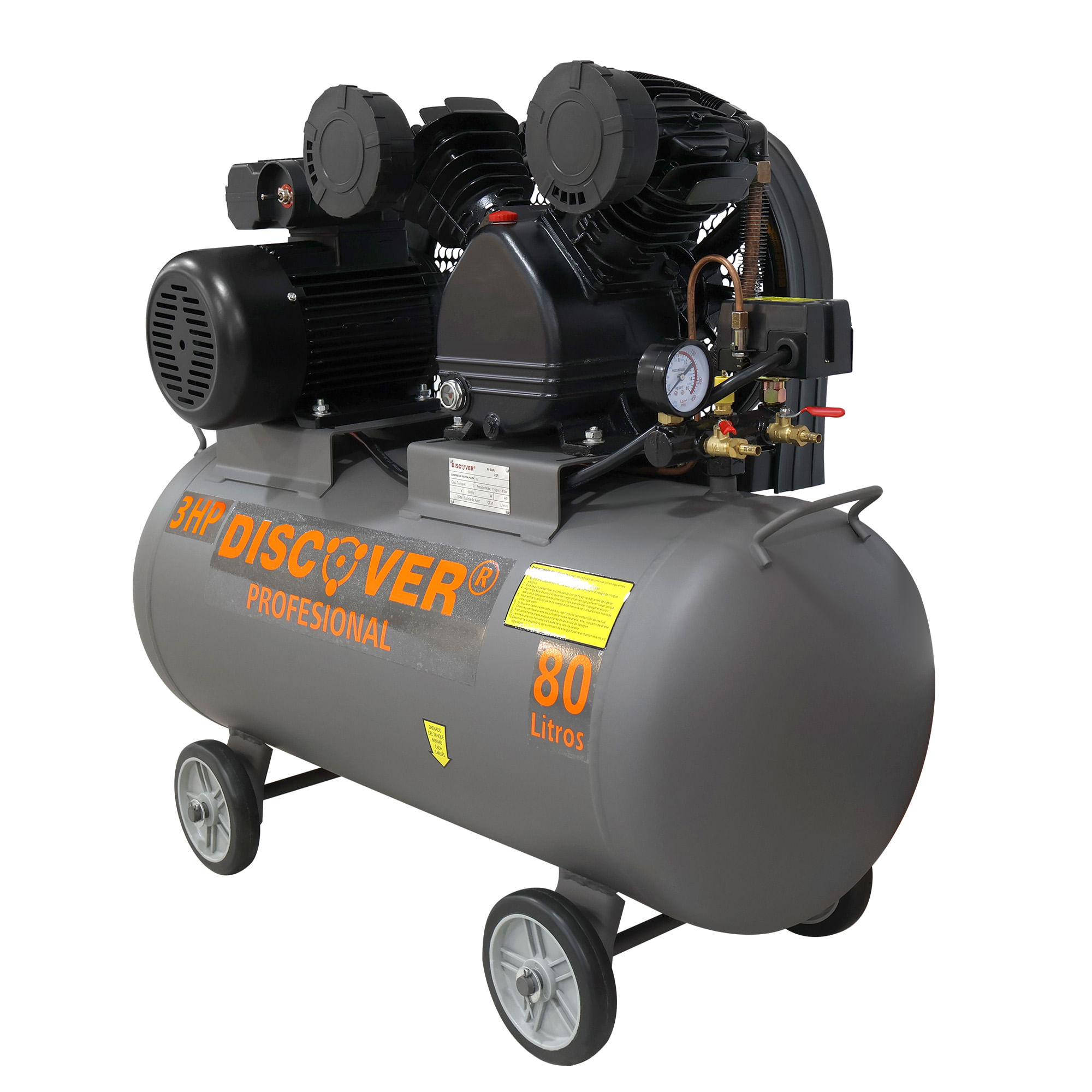 Compresor Discover 80L 3HP Pistón Polea 110/220V - JEN SA